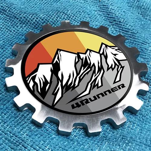 Toyota 4Runner Grey Mountains Vintage Metal Aluminum Badge Bedside Gear ...