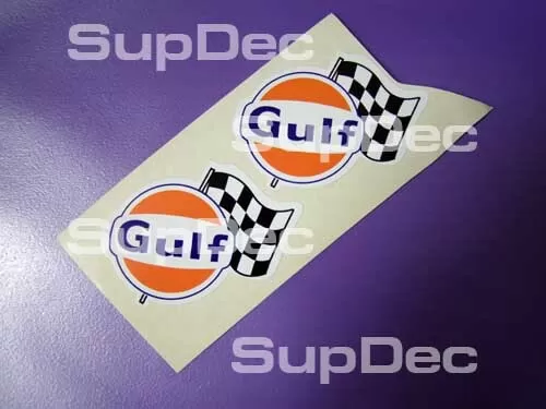 Pair Of Gulf Racing Decals With Flag